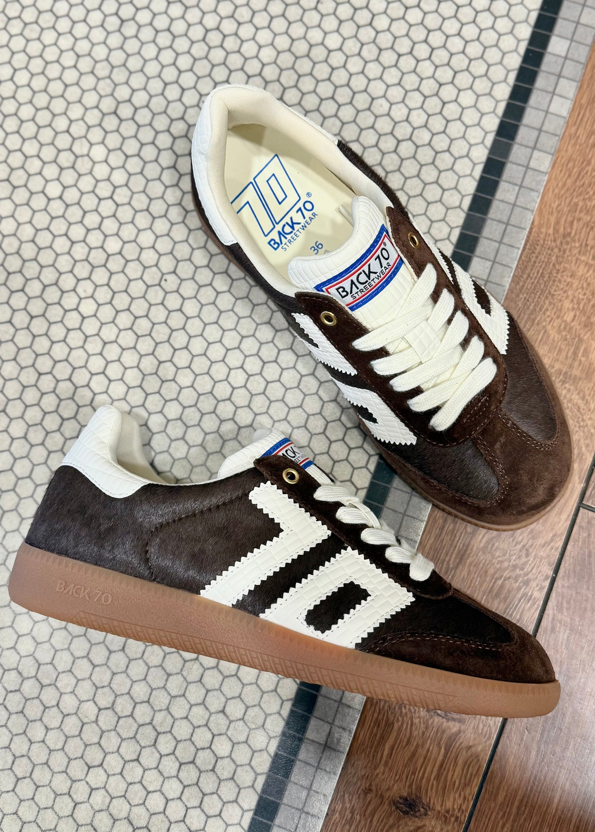 nouvelles Baskets Back70 Cloud suede pony coffee chocolat