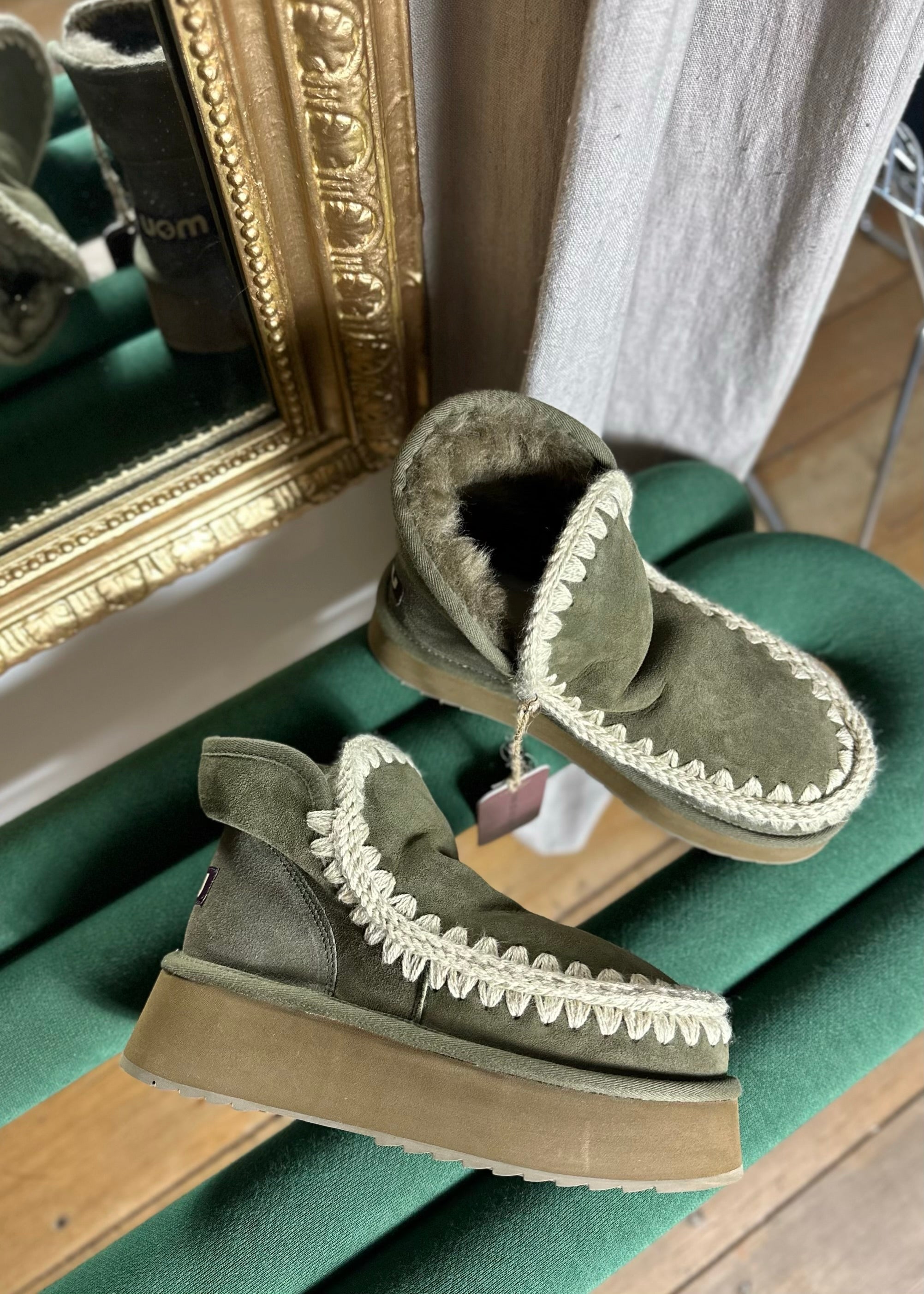 Boots à plateforme Mou Mini Eskimo Kaki | L'adresse Corte